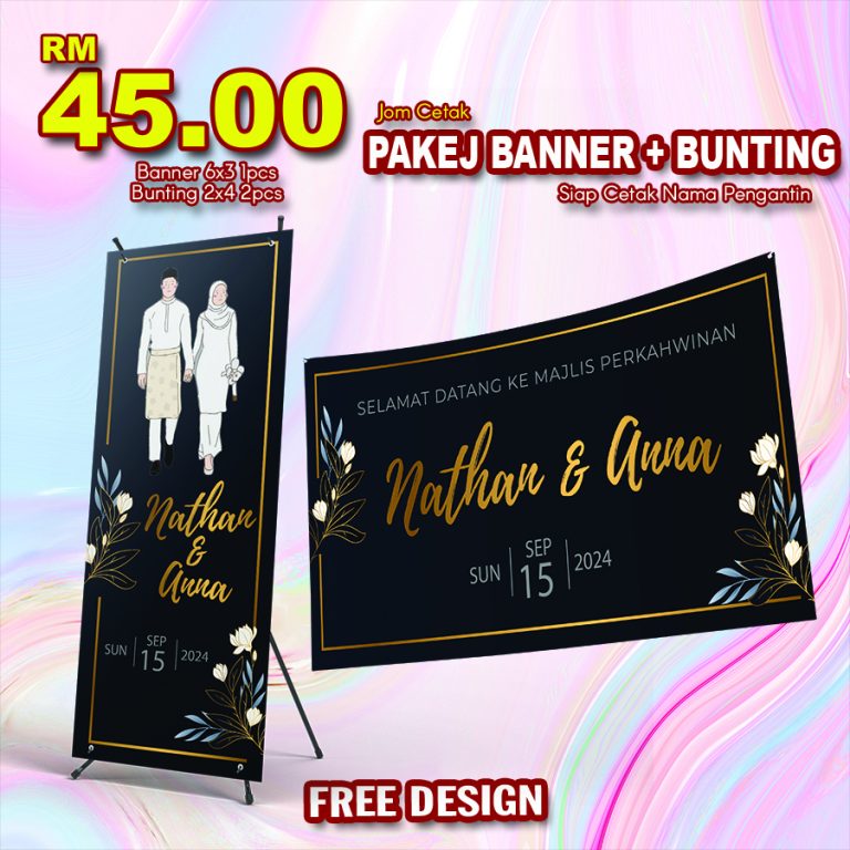 PAKEJ BANNER&2BUNTING - Kad Kahwin Murah